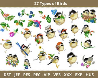 Beautiful Birds Embroidery Design Set Machine Embroidery Pattern 26 ...