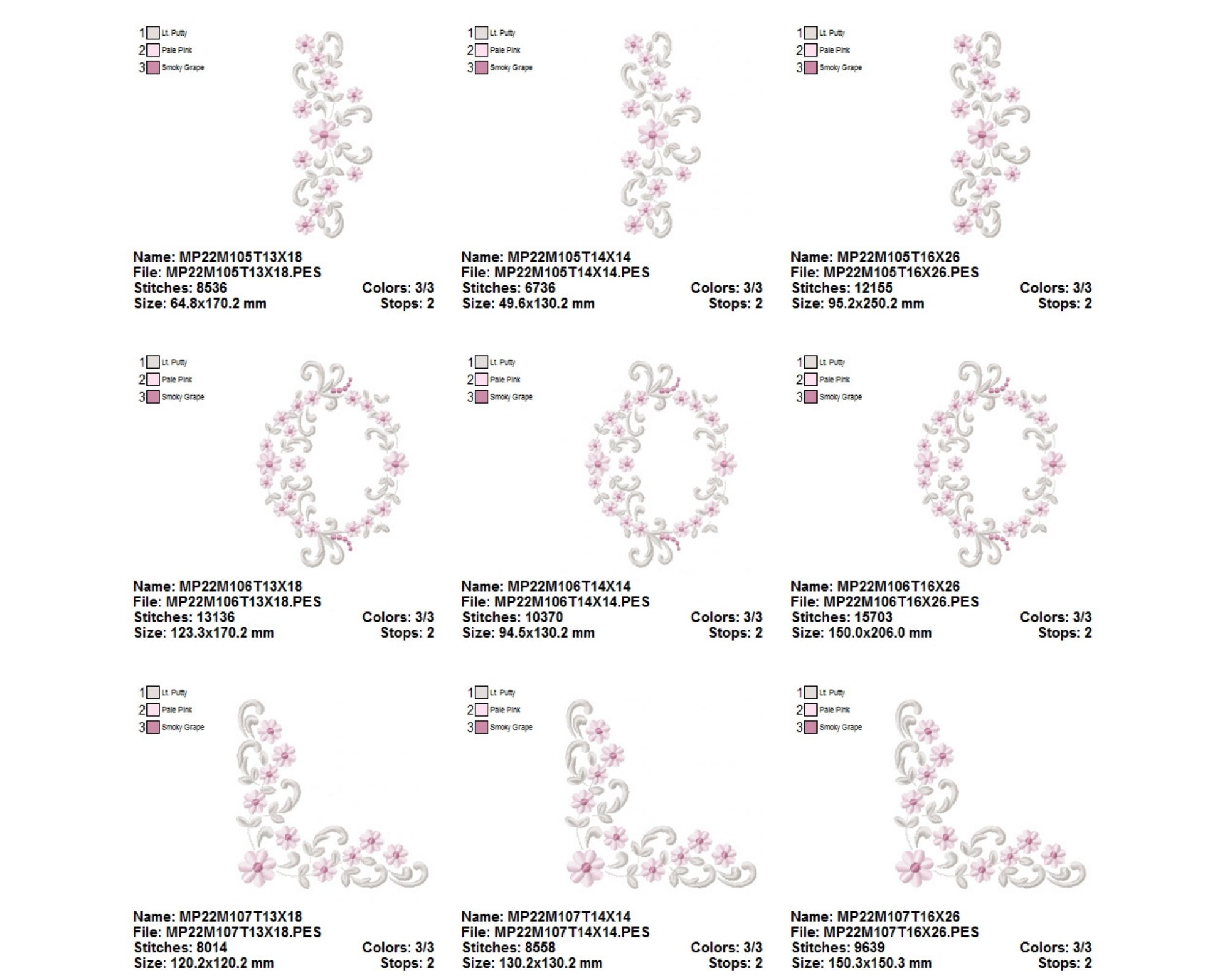 7 Types Applique Small Flower Embroidery Design Machine Embroidery Pattern 3 Sizes, Instant ...