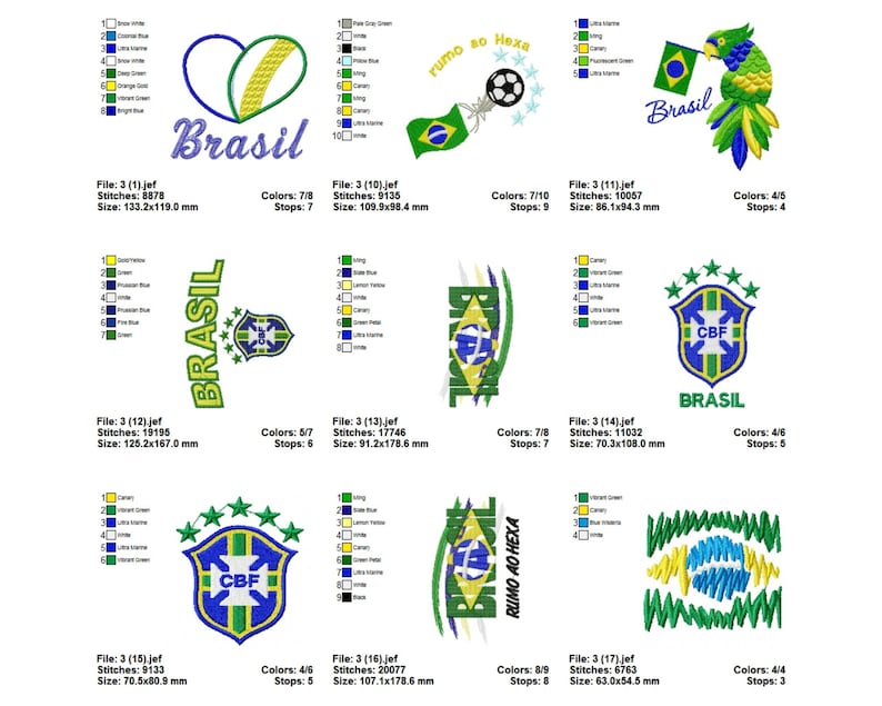 Brazil Logo Machine Embroidery Design-27 Types-1 Size-instant Download ...