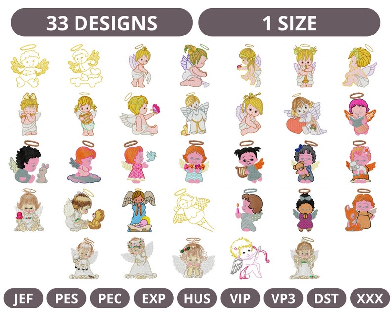 Baby Angel Embroidery Design Instant Download - Etsy