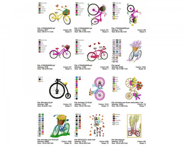 45 Types of Cycles Embroidery Design Bundle Machine - Etsy
