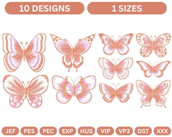 8 Type - Beautiful Decorative Butterfly Embroidery Designs 1 - Sizes ...