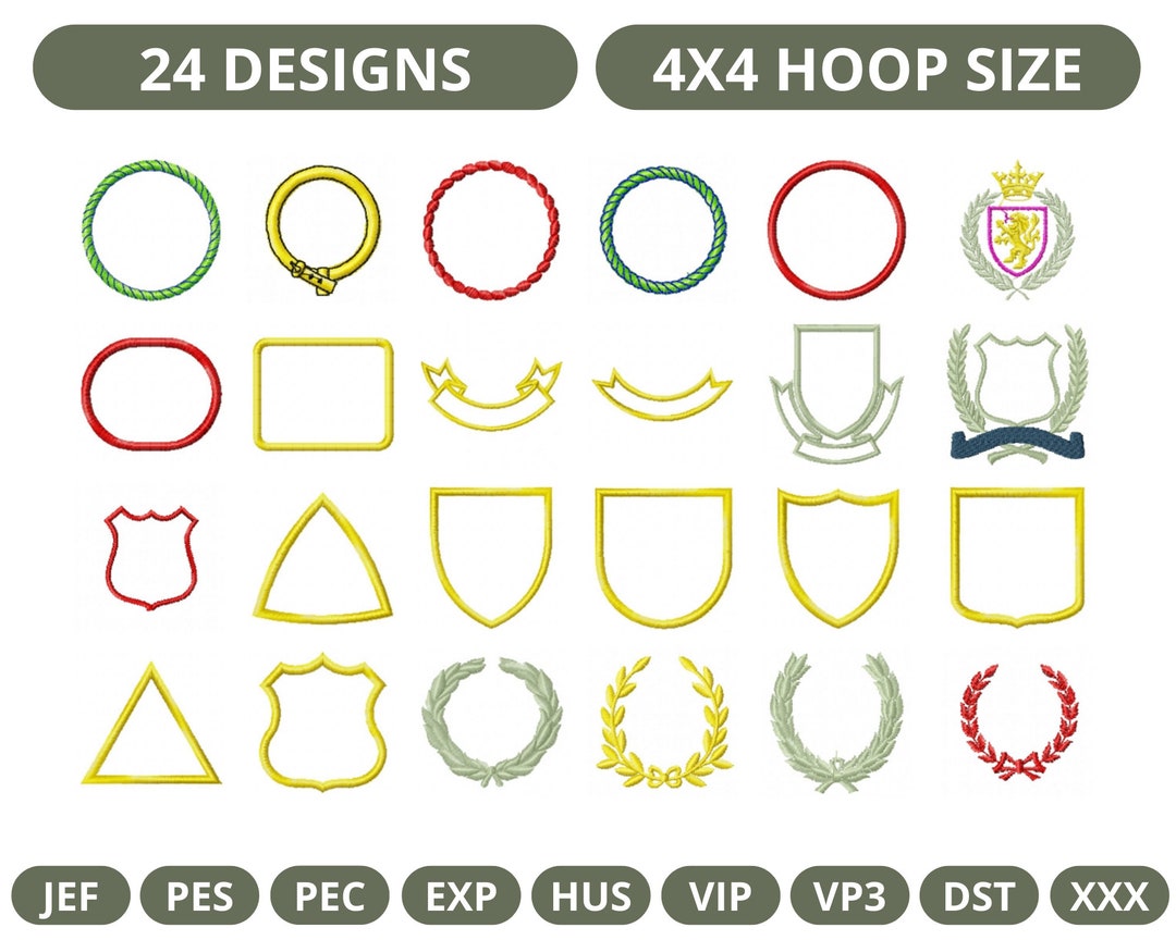 24 Embroidery Badge Elements Embroidery Designs for 4x4 Hoop Size ...