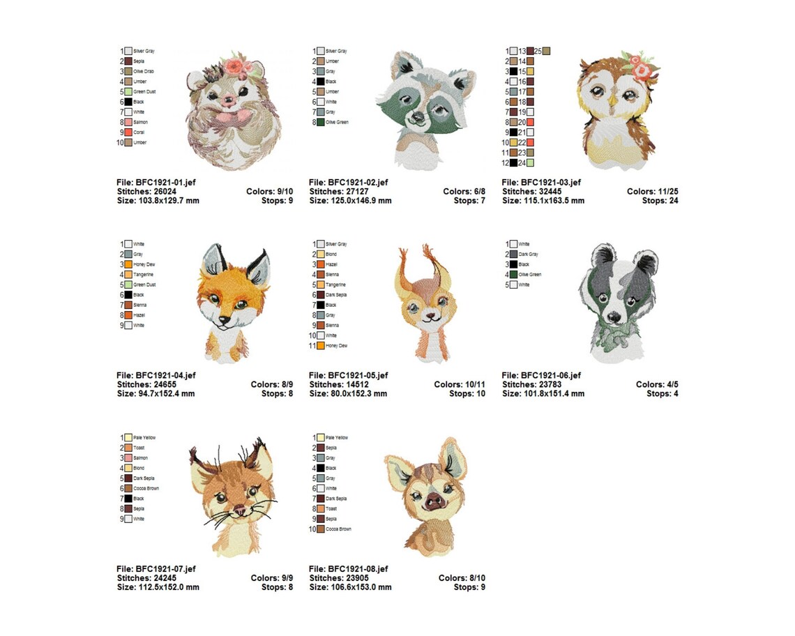 Baby Animal Machine Embroidery Designs Instant Download - Etsy