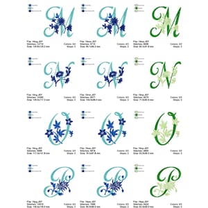 Decorative Natural Floral Alphabet Fonts Machine Embroidery Designs, 3 ...