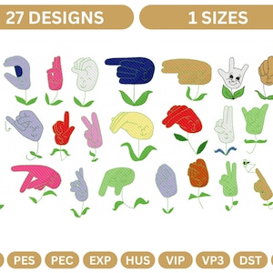 27 Type Alphabet Sign Language Machine Embroidery Design , Alphabet ...