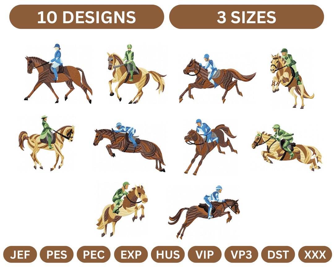 Equestrian Machine Embroidery Designs, Horse Riding Embroidery Pattern ...