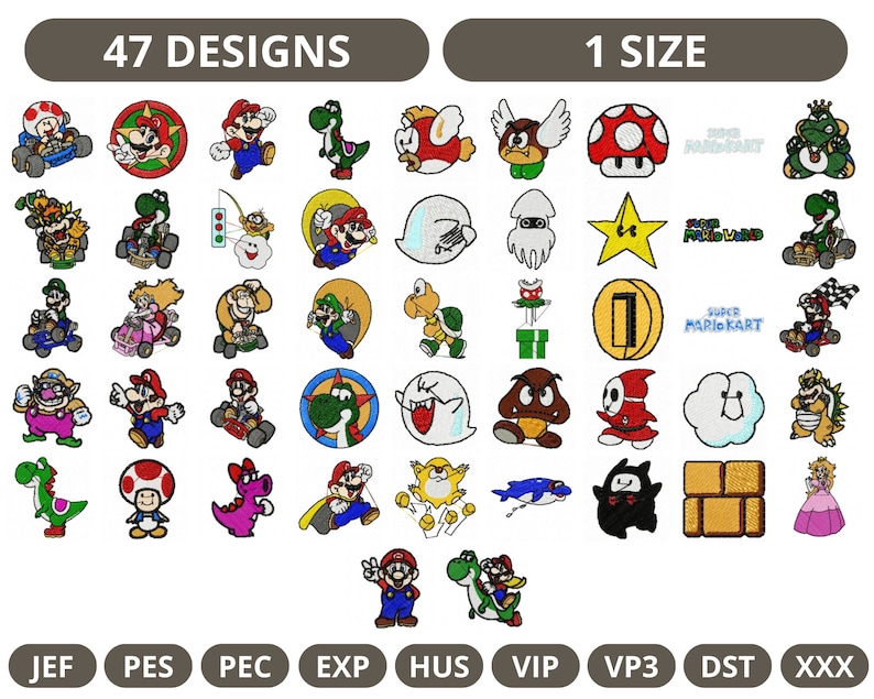 Super Mario Cartoon Machine Embroidery Design,instant Download - Etsy