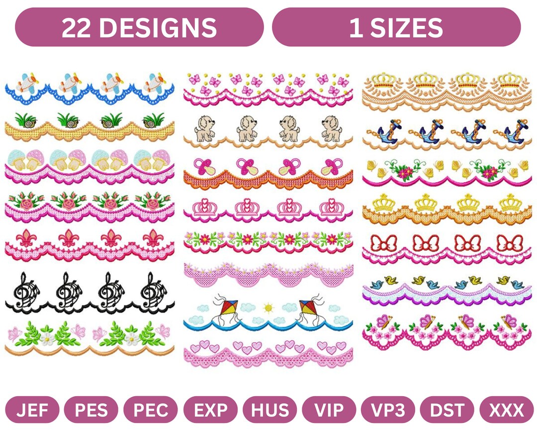 Cut Work Border Machine Embroidery Design, 30 Cm Size, Instant Download ...