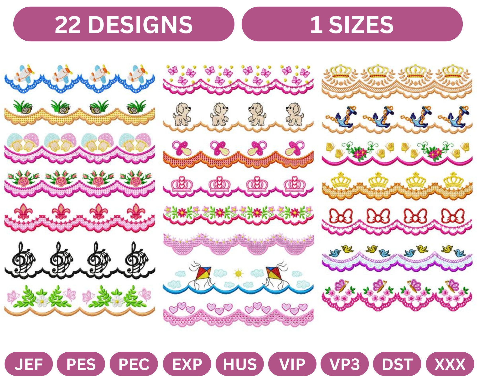 Cut Work Border Machine Embroidery Design, 30 Cm Size, Instant Download ...