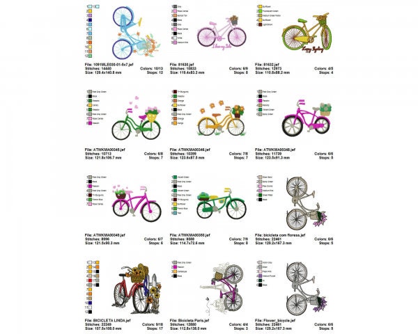 45 Types of Cycles Embroidery Design Bundle - Machine Embroidery ...