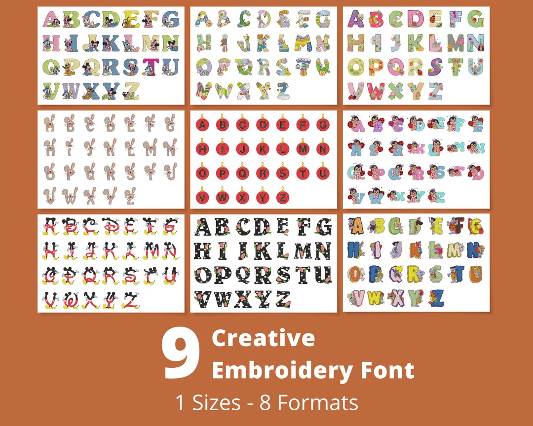 9 Creative Embroidery Font Bundle, 1 Size, 8 Formats, Instant Download ...