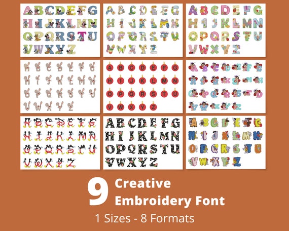 9 Creative Embroidery Font Bundle 1 Size 8 Formats Instant - Etsy