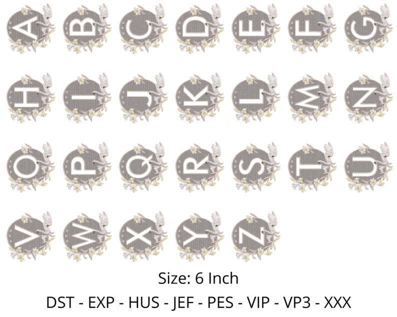 9 Embossed Embroidery Font Designs Bundle, 1 Size, 8 Formats, Instant ...