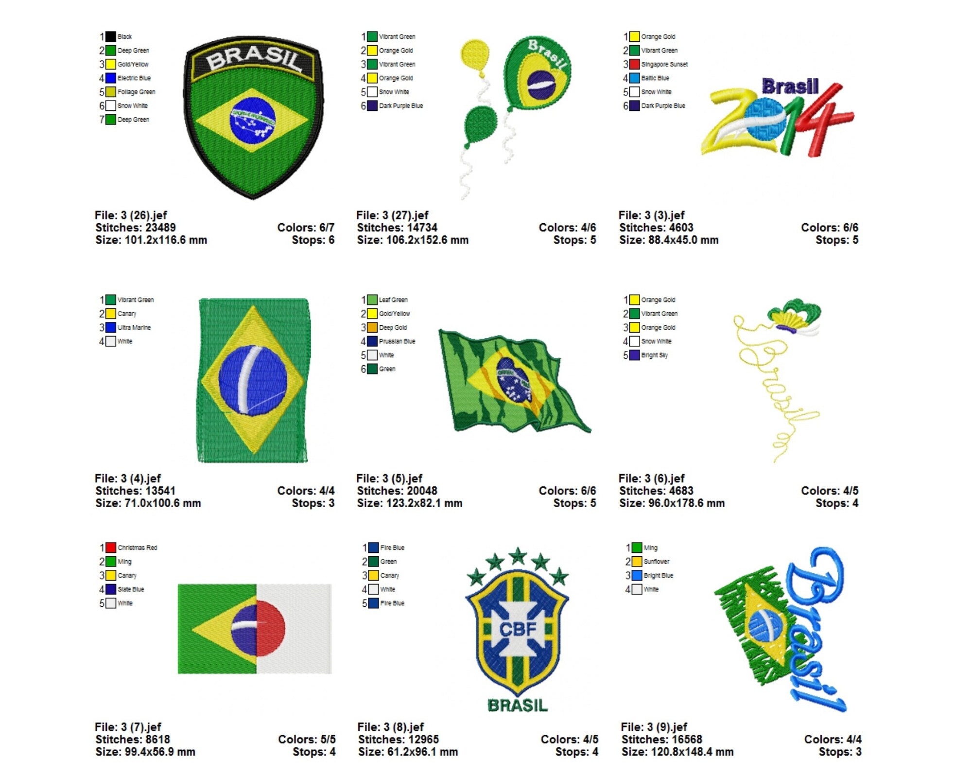 Brazil Logo Machine Embroidery Design-27 Types-1 Size-instant - Etsy