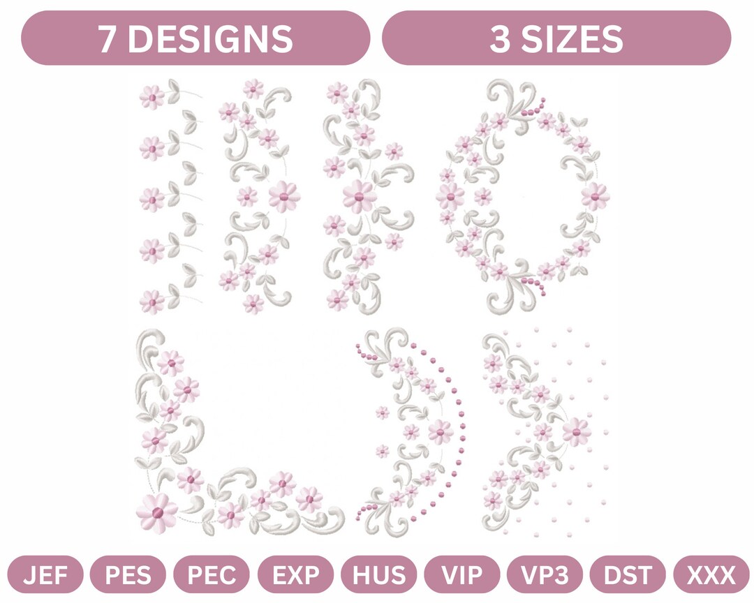 7 Types Applique Small Flower Embroidery Design - Machine Embroidery Pattern – 3 Sizes, Instant ...