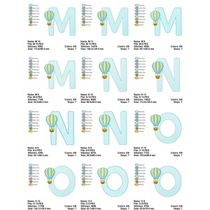 Hot Air Balloon Alphabet Embroidery Designs – 26 Uppercase Letters – 4 ...