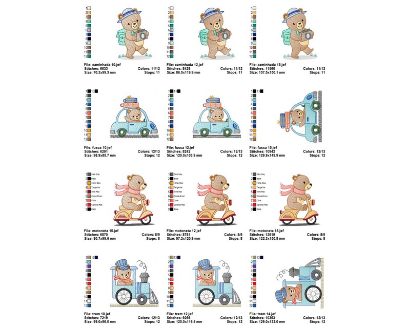 Teddy Cartoon Machine Embroidery Design, Instant Download - Etsy