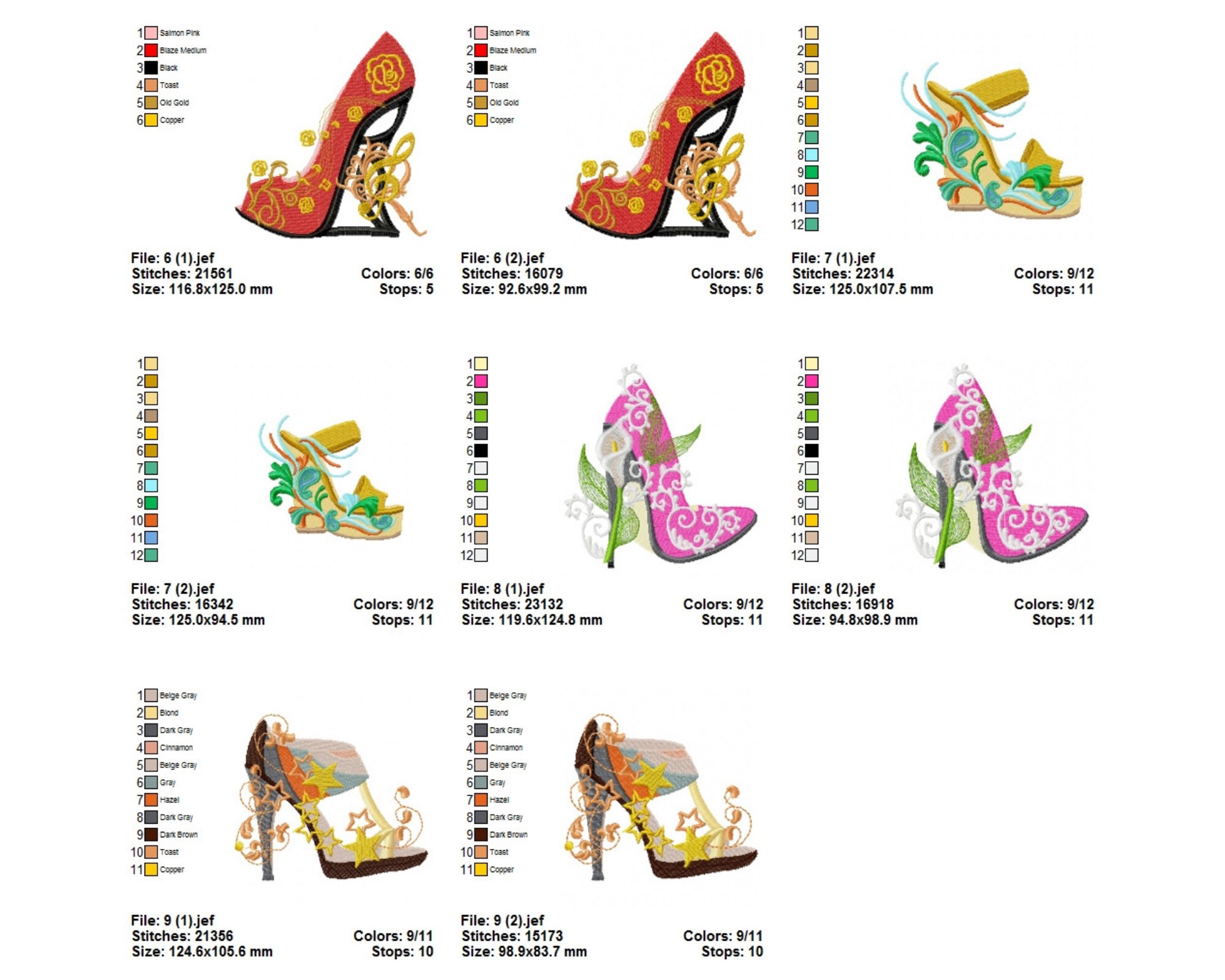 Ladies Heels Machine Embroidery Design,instant Download - Etsy