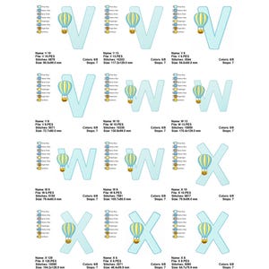 Hot Air Balloon Alphabet Embroidery Designs – 26 Uppercase Letters – 4 ...