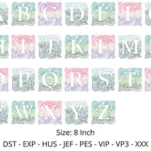 9 Embossed Embroidery Font Designs Bundle, 1 Size, 8 Formats, Instant ...
