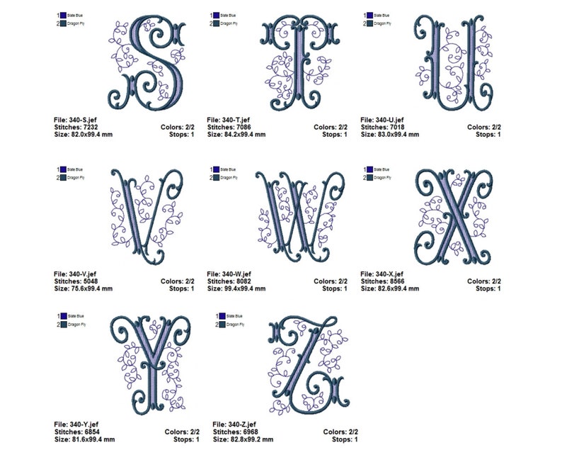 Royal Alphabet Embroidery Design Font Instant Download - Etsy