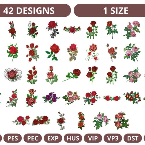 Roses Machine Embroidery Design. Delicate Flowers 1. Large - Etsy