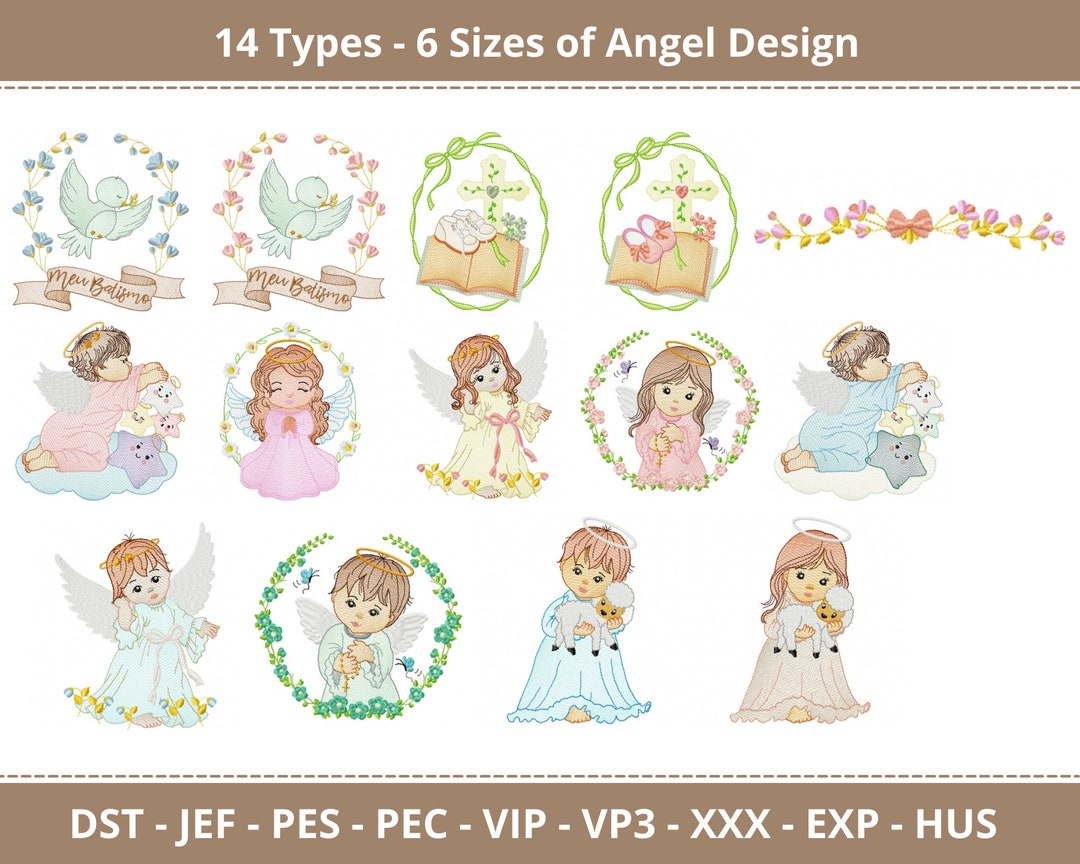 14 Type Angel Girl Embroidery Design, Children Baby Embroidery Pattern ...
