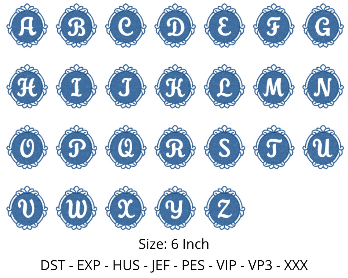 9 Embossed Embroidery Font Designs Bundle, 1 Size, 8 Formats, Instant ...