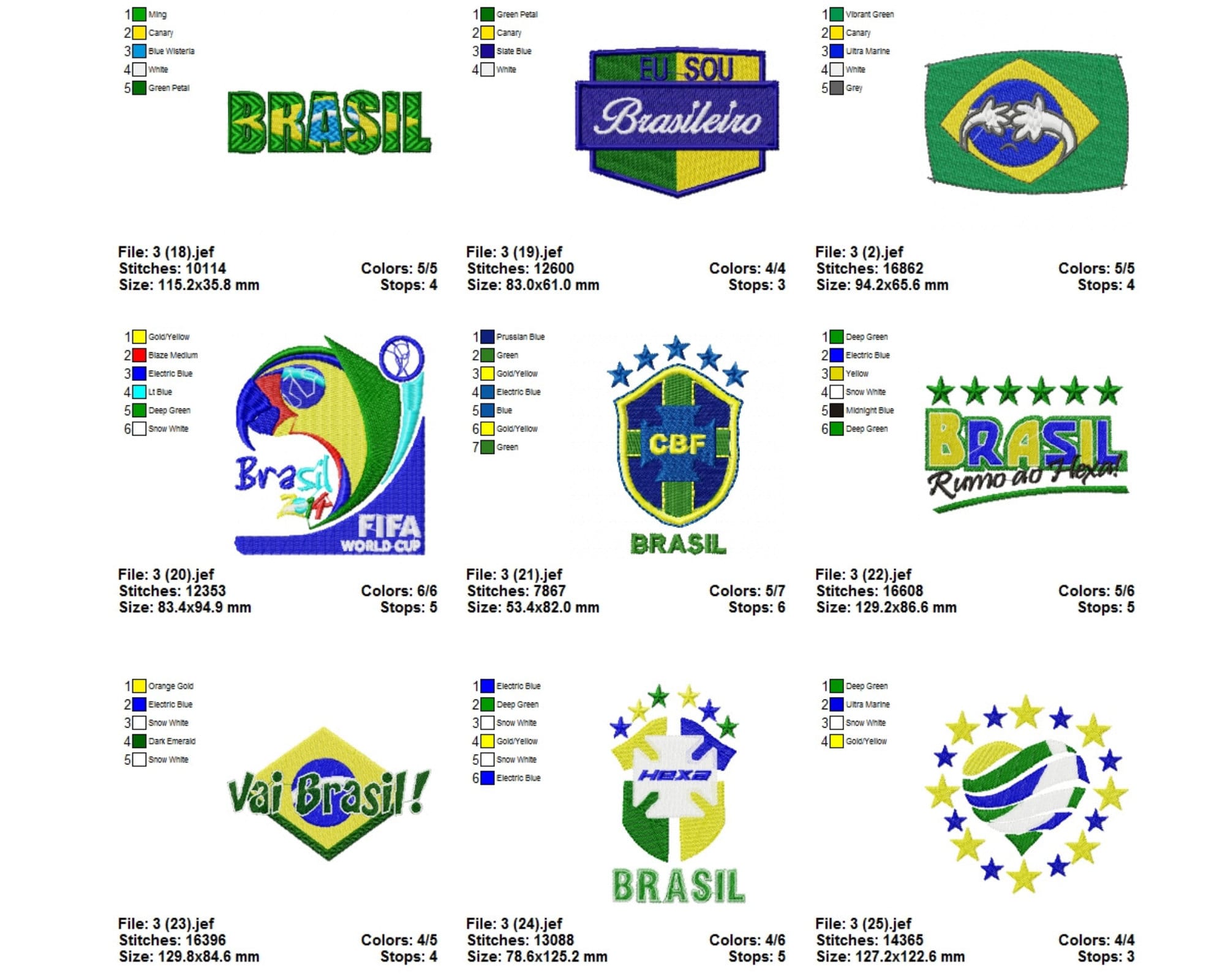 Brazil Logo Machine Embroidery Design-27 Types-1 Size-instant - Etsy