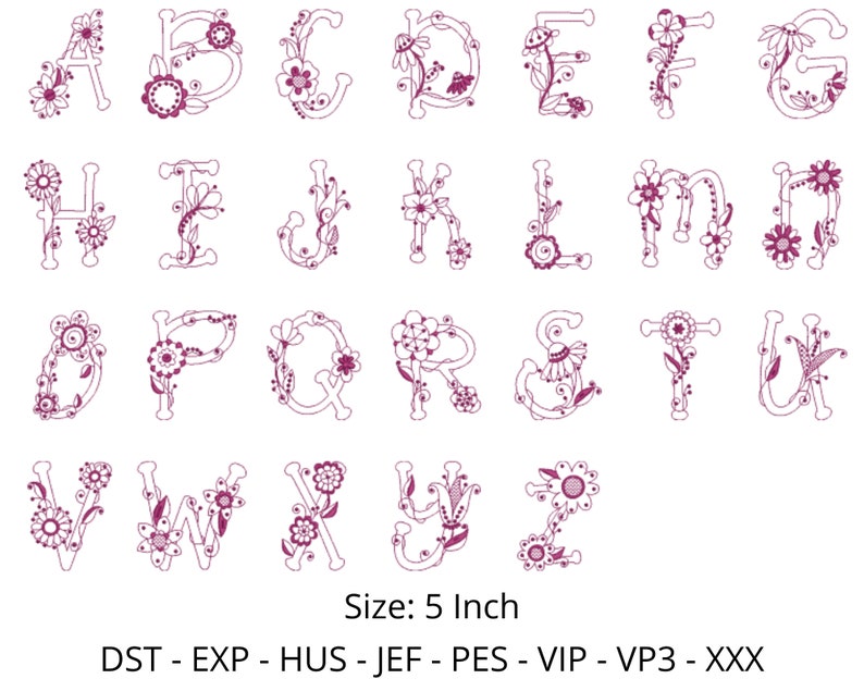9 Floral Embroidery Font Design Bundle 1 Size 8 Formats - Etsy