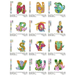 26 Types ABCD Dinosaur Alphabet Machine Embroidery Designs - Alphabets ...