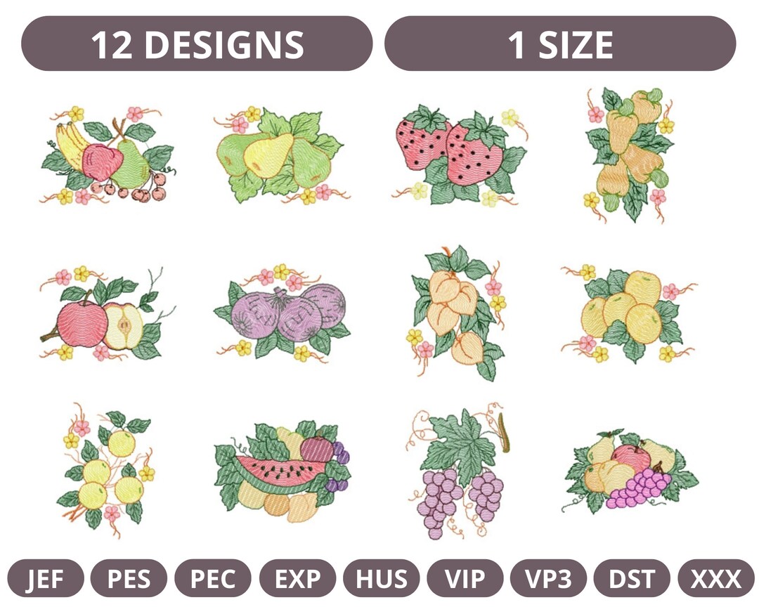 Fruits Machine Embroidery Design, Instant Download - Etsy