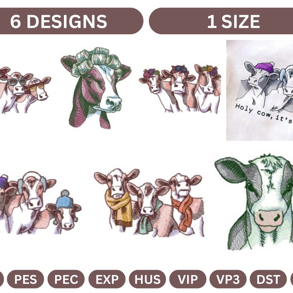 Cow Face Embroidery - Etsy