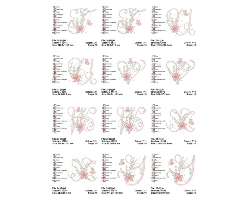 Flower Alphabet Machine Embroidery Design,instant Download - Etsy