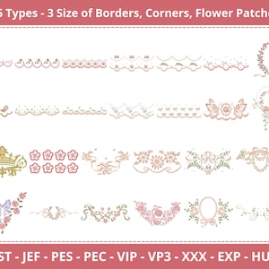 26 Type Borders, Corners, Flower Patches Embroidery Design Bundle - 3 ...