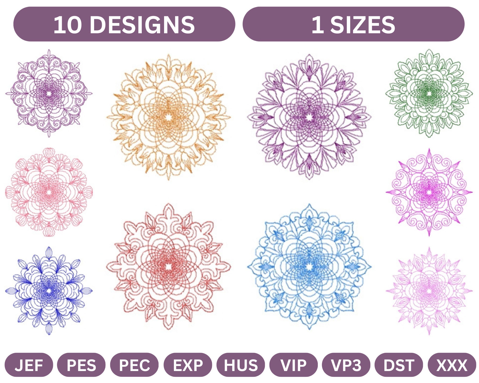 Mandala Machine Embroidery Design,instant Download - Etsy