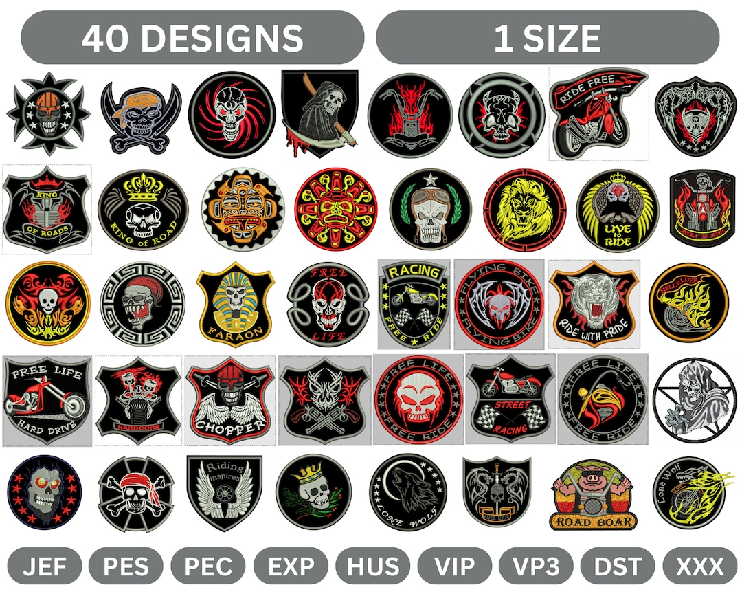 Biker Patch Machine Embroidery Design,instant Download - Etsy