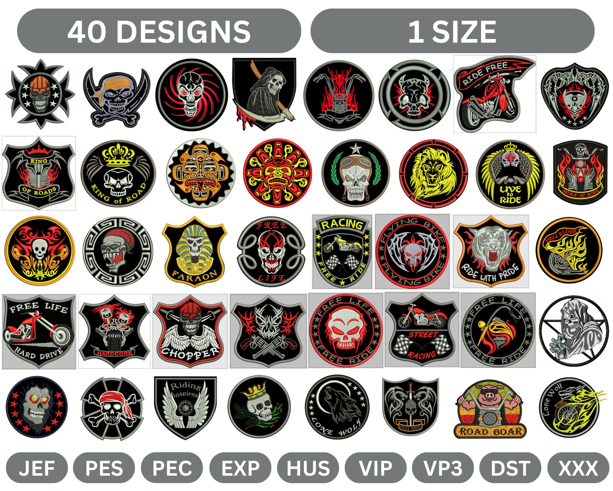 Biker Patch Machine Embroidery Design,instant Download - Etsy