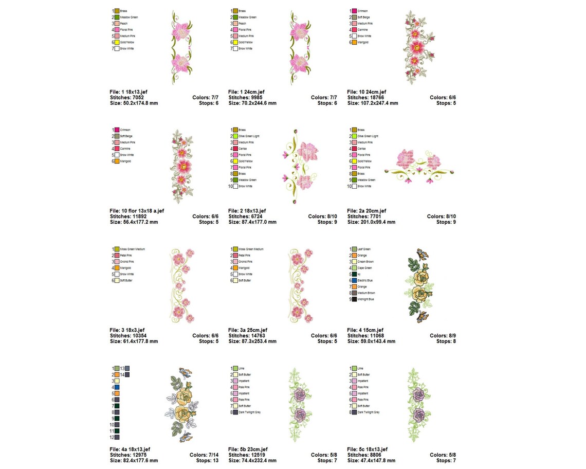 Flower Border Machine Embroidery Design Instant Download - Etsy