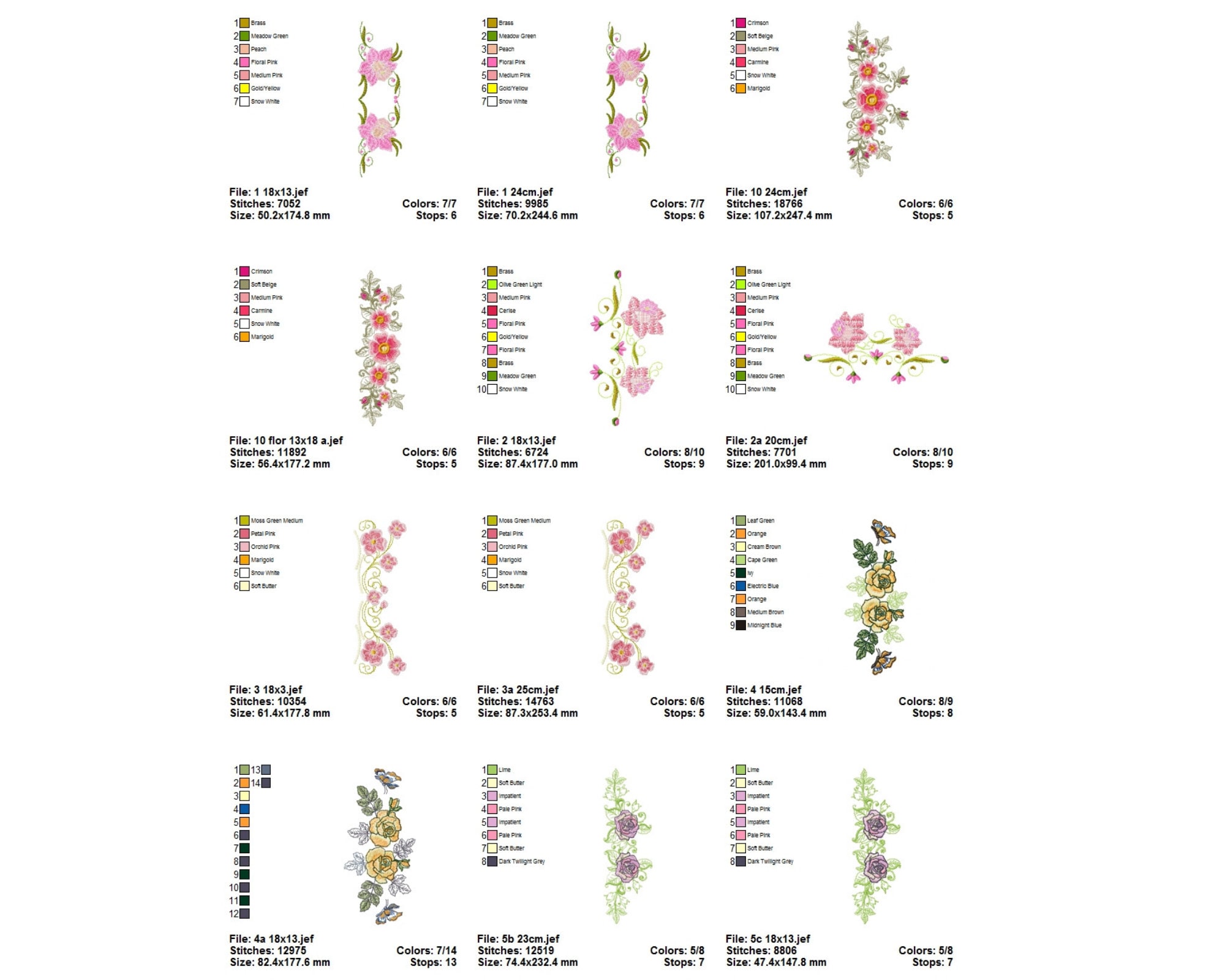 Flower Border Machine Embroidery Design, Instant Download - Etsy