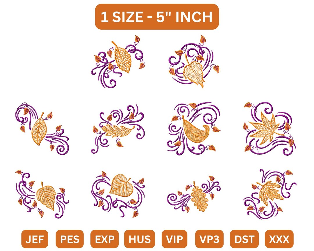 Autumn Leaves Machine Embroidery Designs - Elegant Fall Motifs With ...