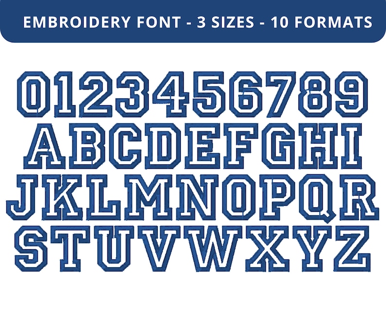 College Outline Embroidery Font Designs, Alphabets and Numbers ...