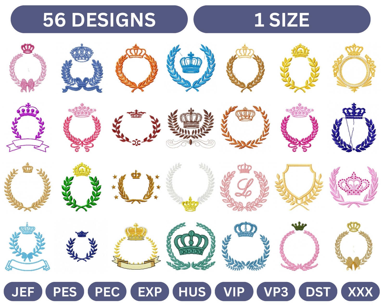 Crown Frames Machine Embroidery Design,instant Download - Etsy