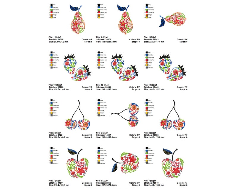 Fruits Machine Embroidery Designinstant Download - Etsy