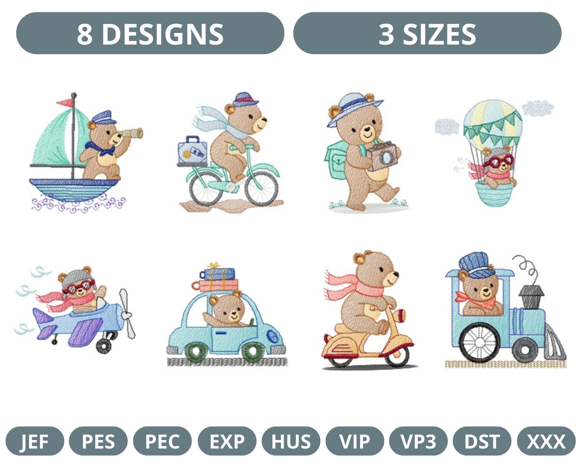 Teddy Cartoon Machine Embroidery Design, Instant Download - Etsy