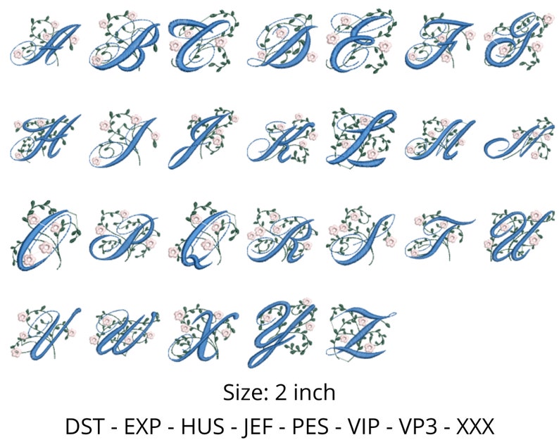 9 Floral Embroidery Font Design Bundle 1 Size 8 Formats - Etsy