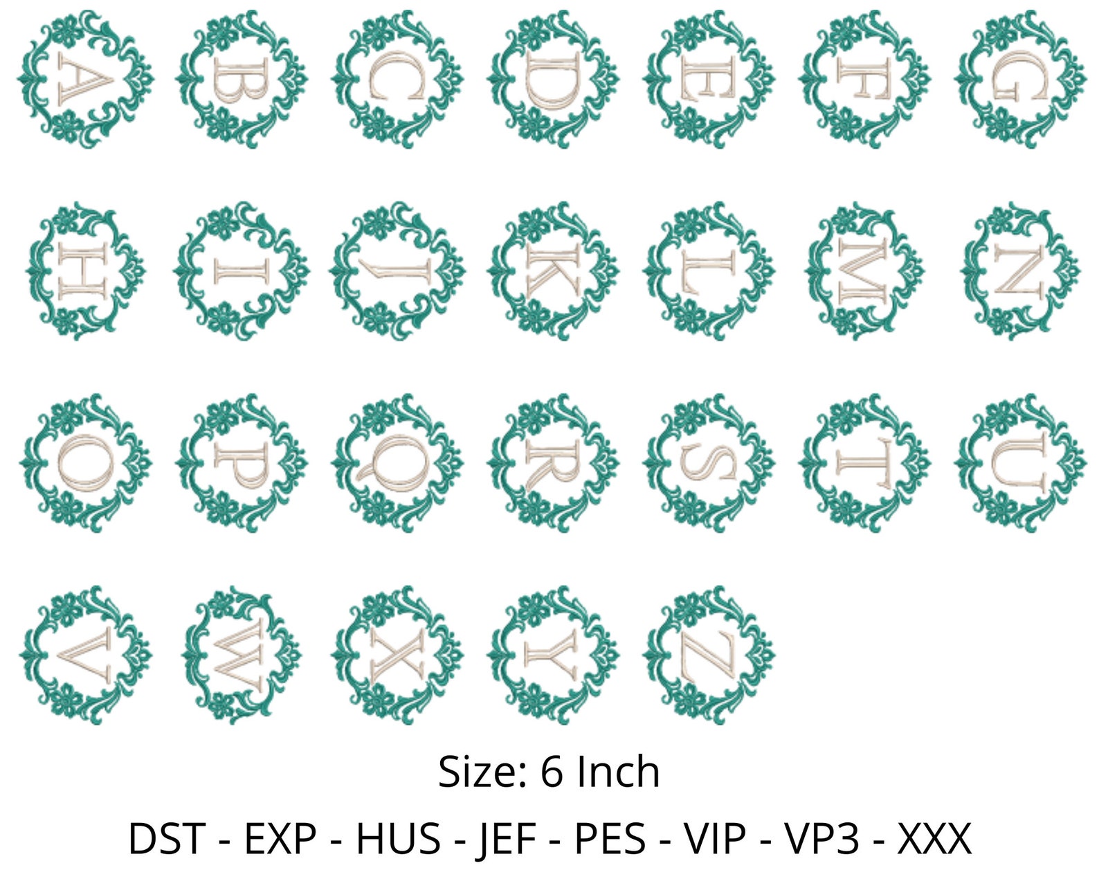 9 Embossed Embroidery Font Designs Bundle, 1 Size, 8 Formats, Instant ...