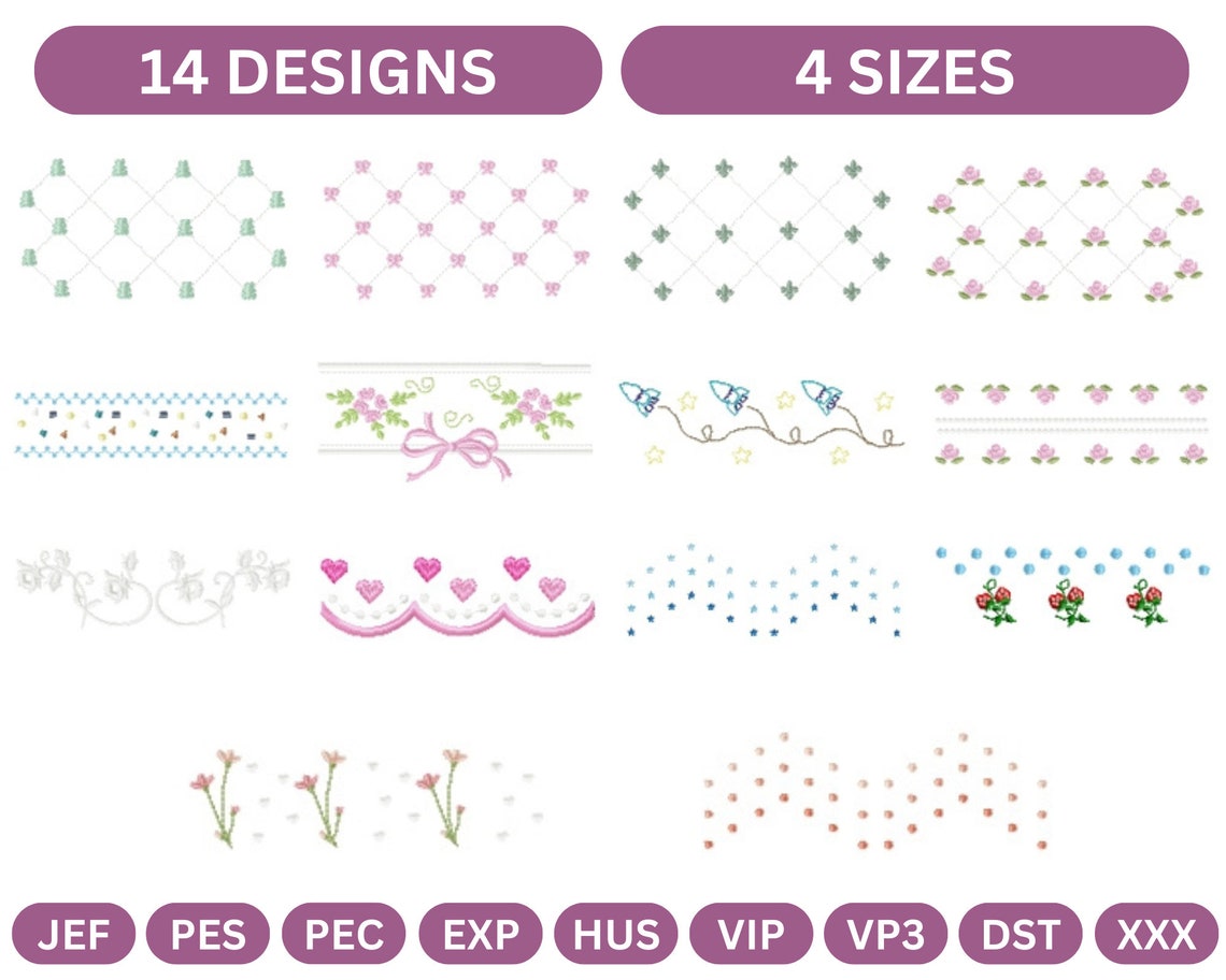 Floral Endless Border Machine Embroidery Design,instant Download - Etsy