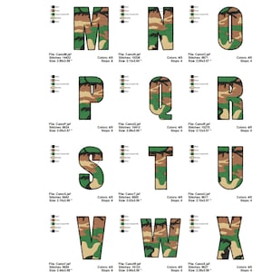 Military Camouflage Alphabet Embroidery Design – Army Style Font – 26 ...